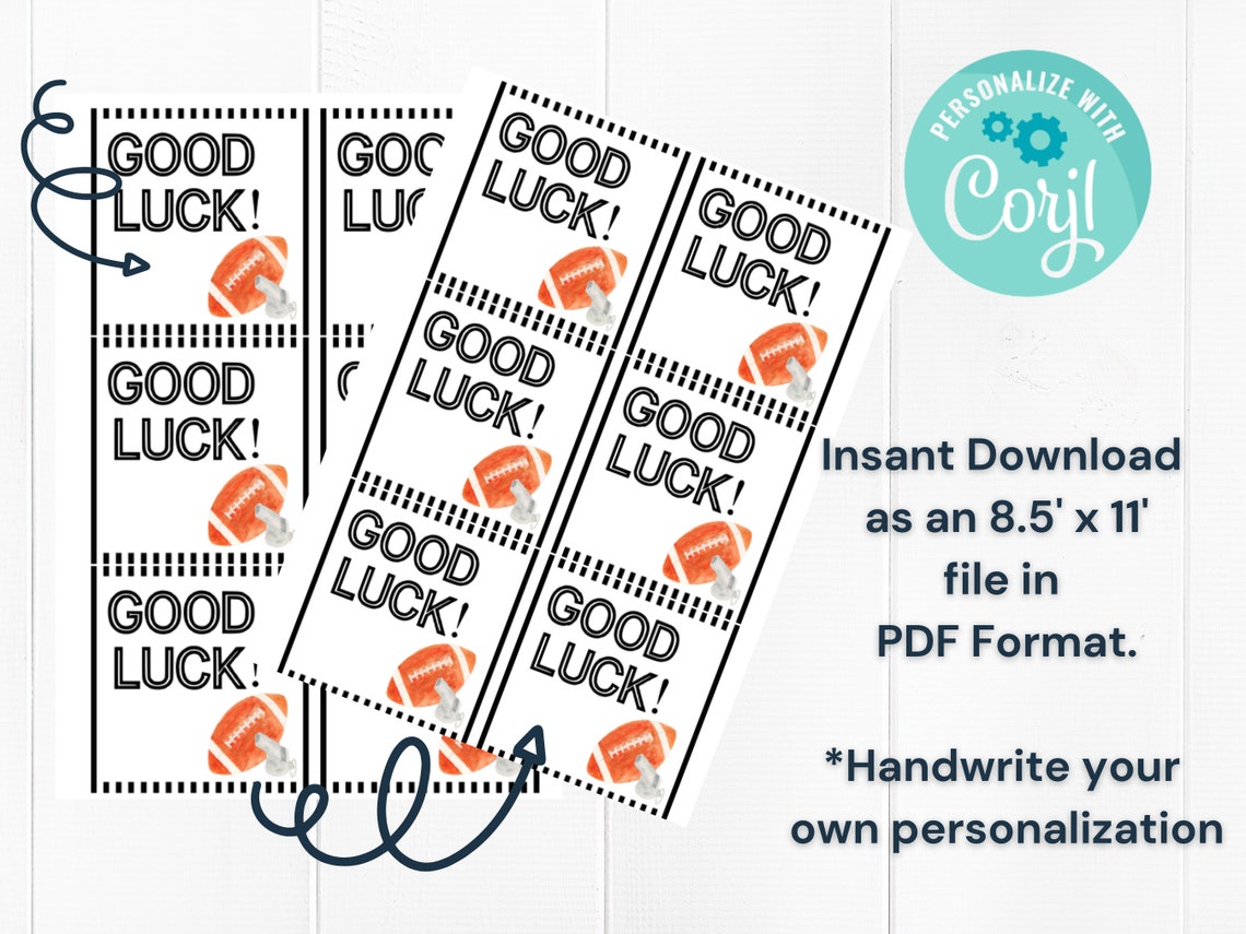 Editable- Football Good Luck Tags, Game Day Football Tag, Football Team ...