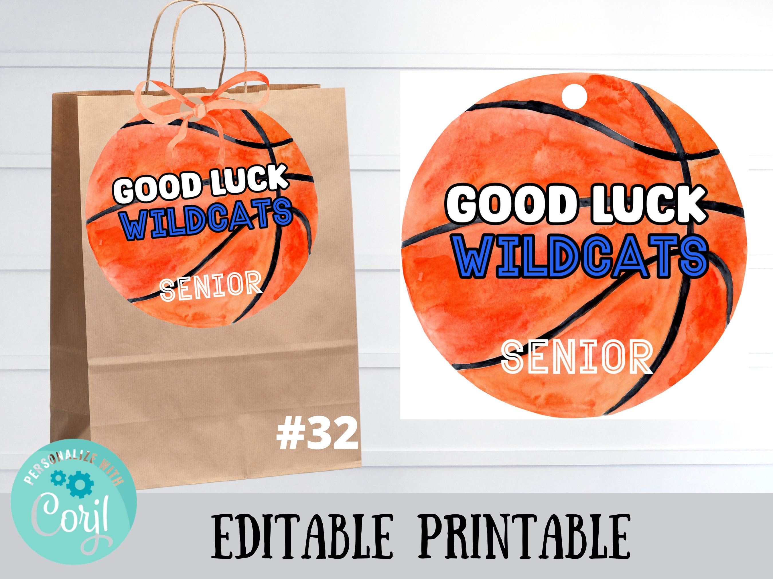 Basketball Game Day Treat Bag Tags, Good Luck Tags, Printable ...
