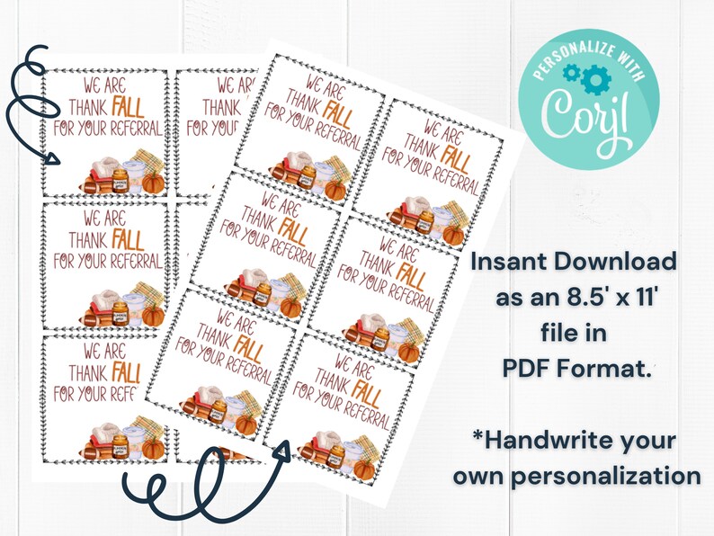 Editable- Thankfall for Your Referral Gift Tag, Business Referral ...