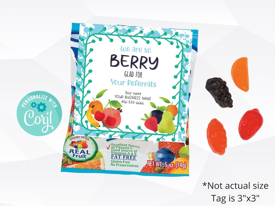Editable- Fruit Snack Referral Gift Tags for Business Marketing ...
