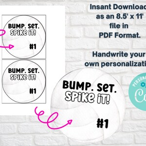 Volleyball Gift Tag, Game Day Treat, Editable Printable - Etsy