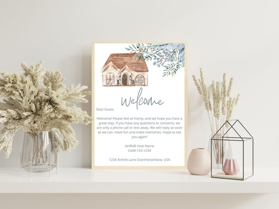 Vacation Rental Welcome Sign Template Card for Canva - Etsy