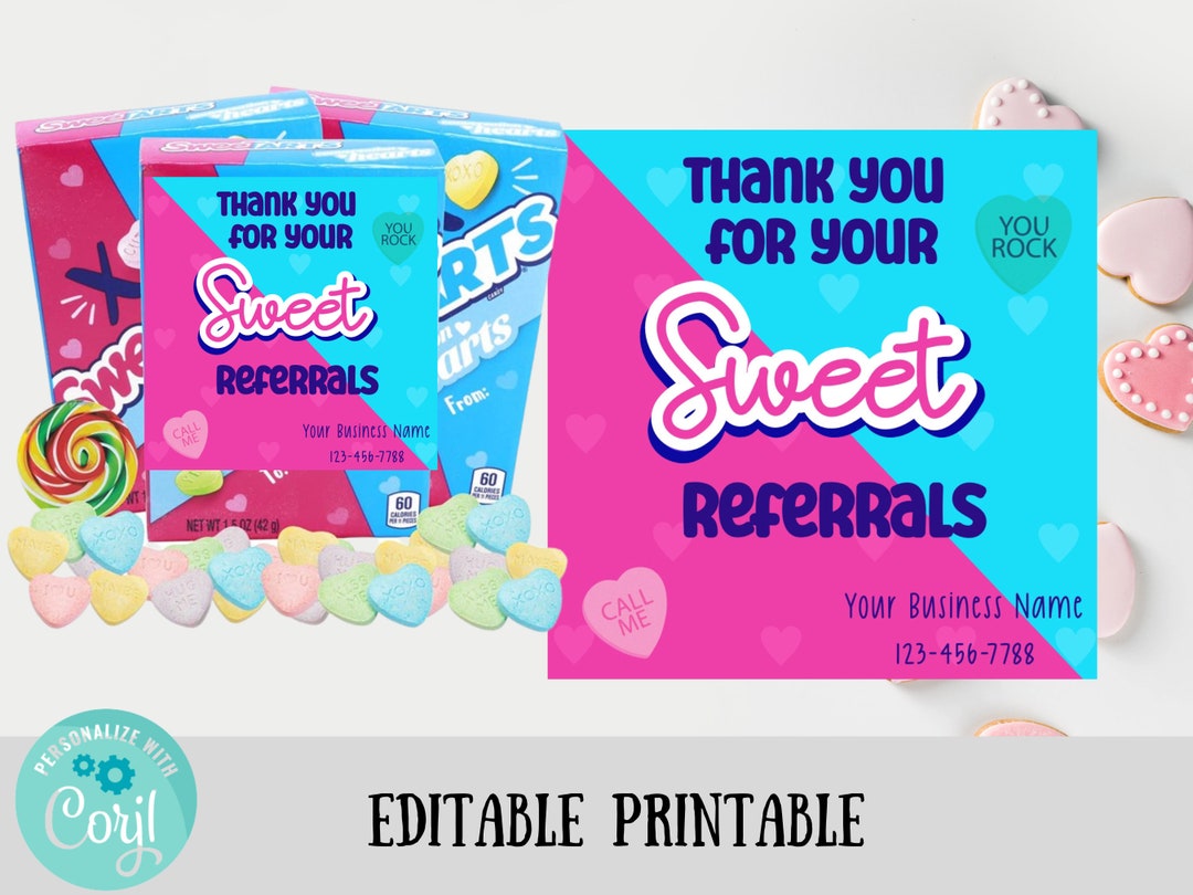 Editable Sweet Referral Gift Tag, Business Marketing (PDF) - Etsy