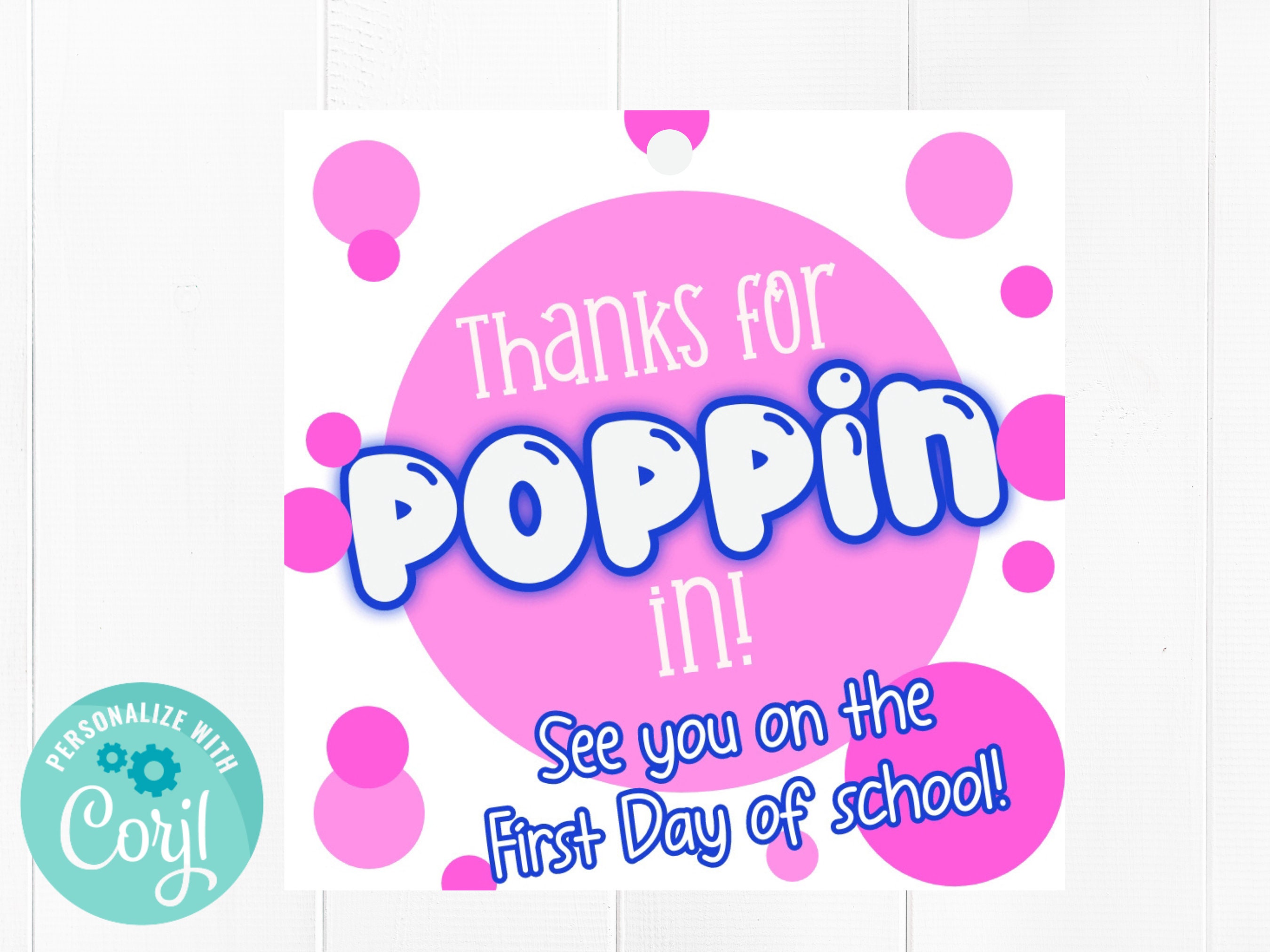 Editable-back to School Lollipop Tag, PRINTABLE, Thanks for Popping in ...