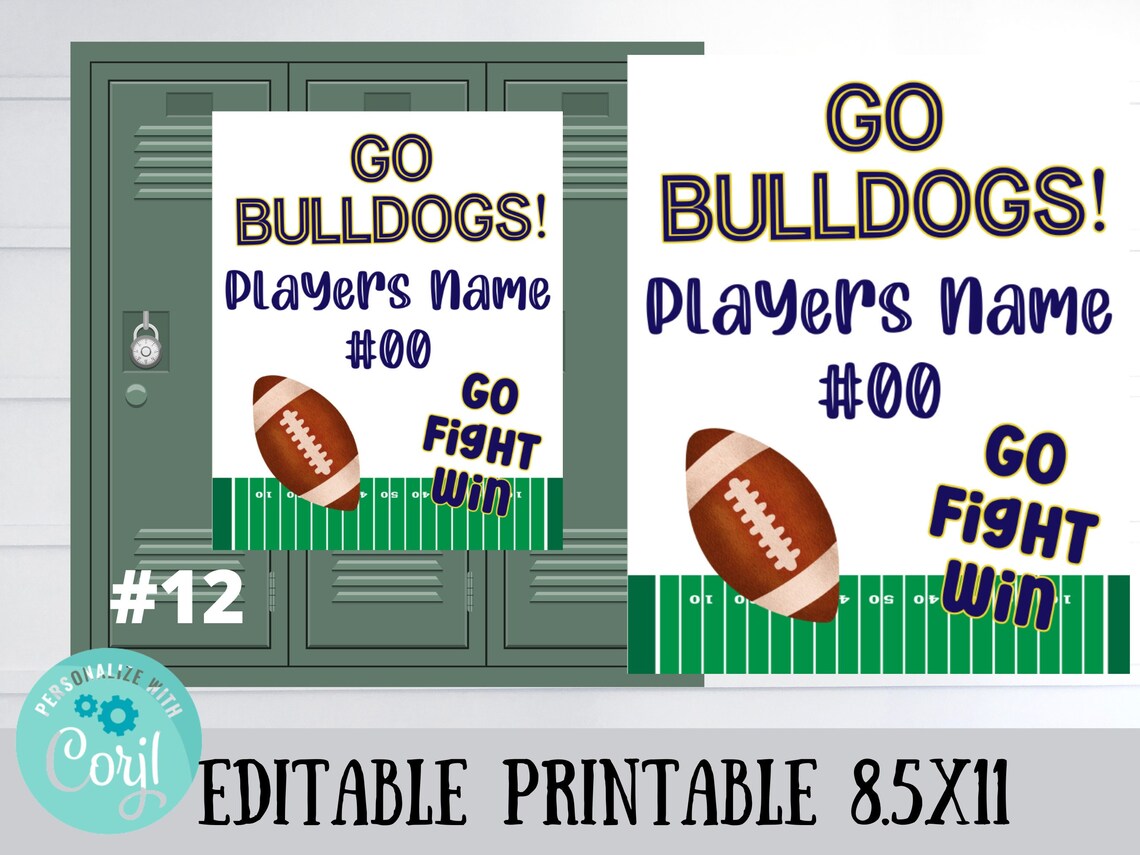 Football Locker Room Sign, Editable Team Sign (digital Download) - Etsy