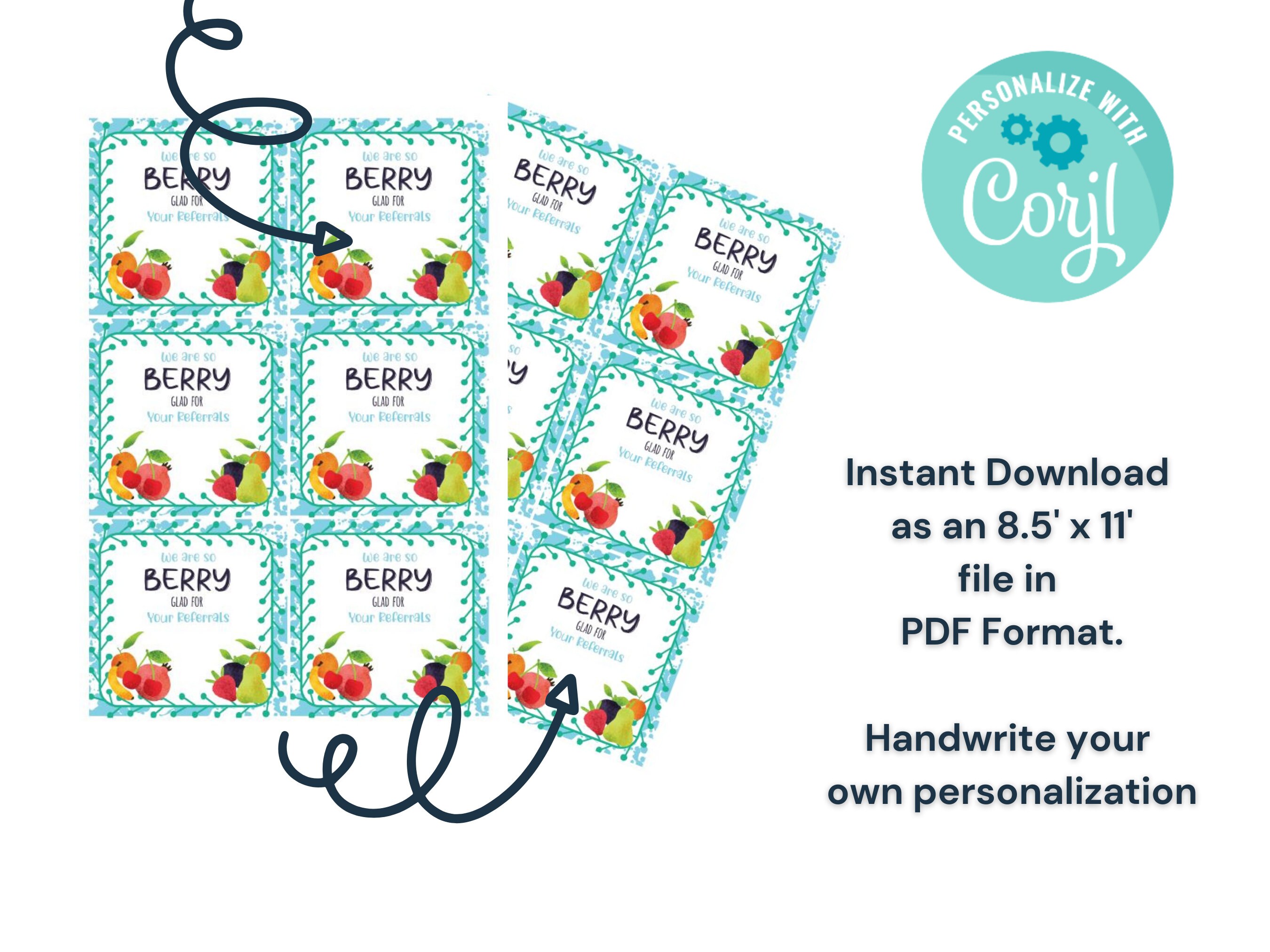 Editable- Fruit Snack Referral Gift Tags for Business Marketing ...