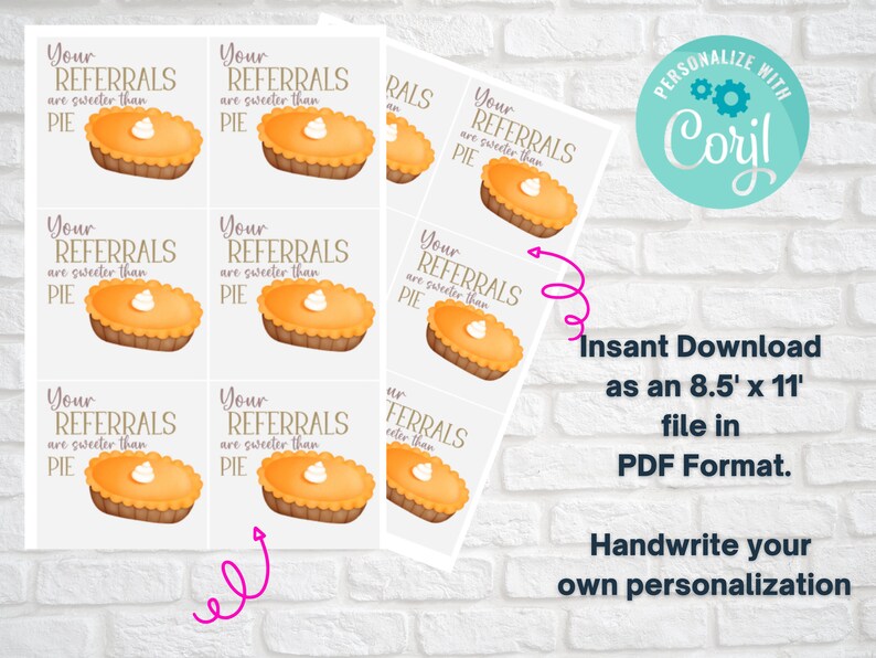 Editable Printable- Sweeter Than Pie Referral, Business Marketing ...
