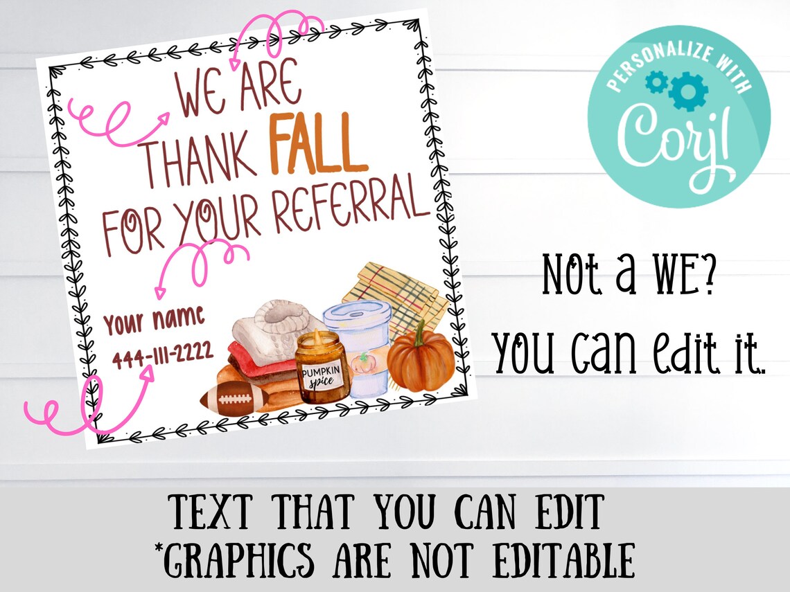 Editable- Thankfall for Your Referral Gift Tag, Business Referral ...