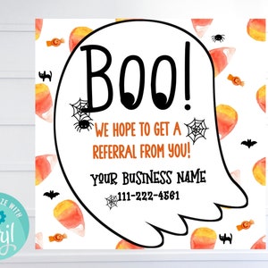 Editable Ghost Halloween Gift Tag Business Referral Halloween Realtor ...