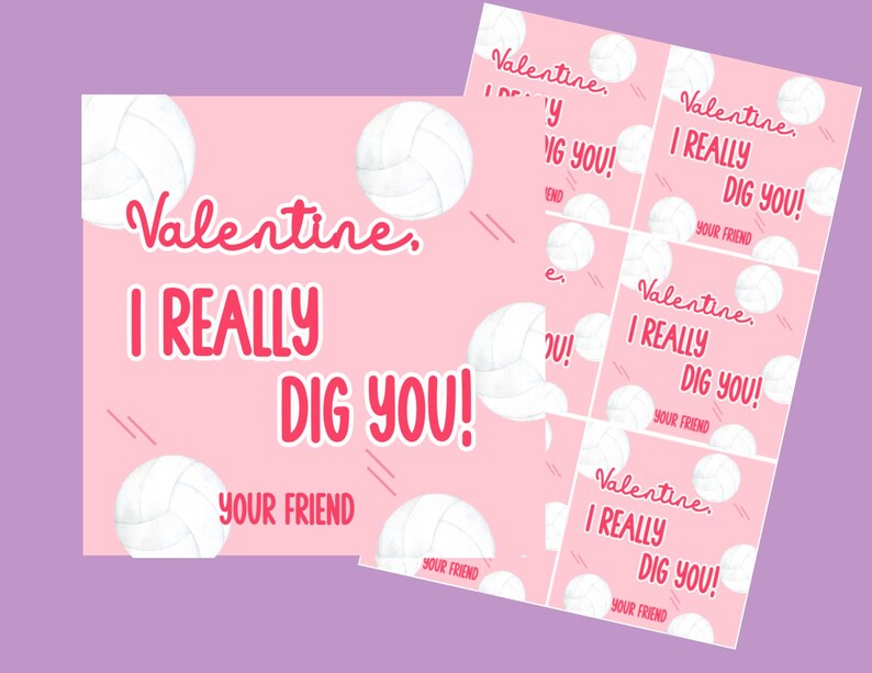 Volleyball Club Team Valentine's Gift Tag, Team Printable Editable ...
