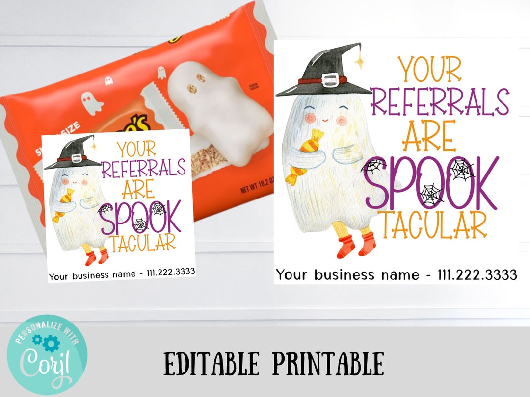 Editable- Your Referrals Are Spook-tacular, Business Referrals Gift ...