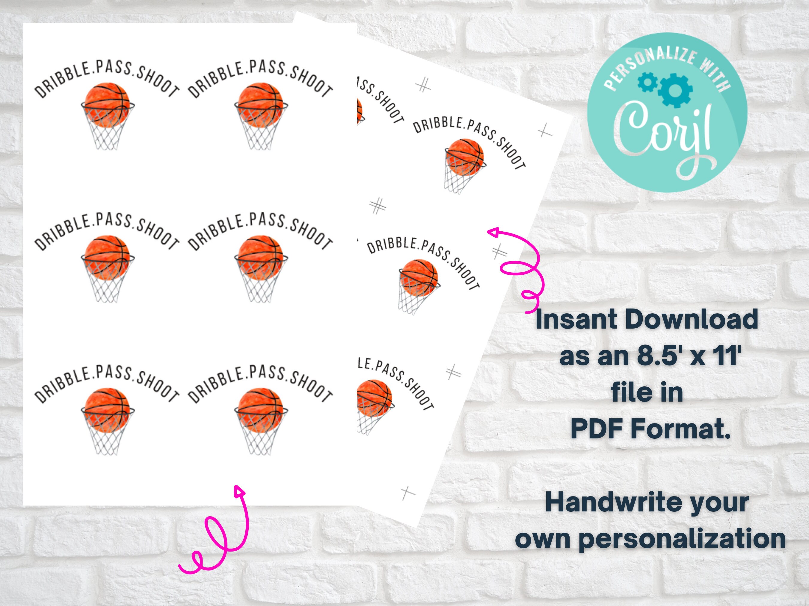 Editable Printable Basketball Game Day Snack Gift Tags, Basketball Name ...