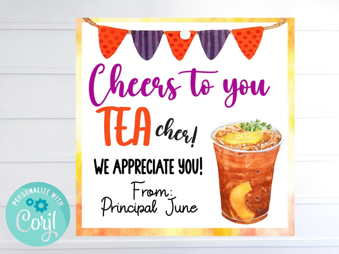 Editable- Cheers to You Teacher Gift Tag, Teacher Appreciation, School ...