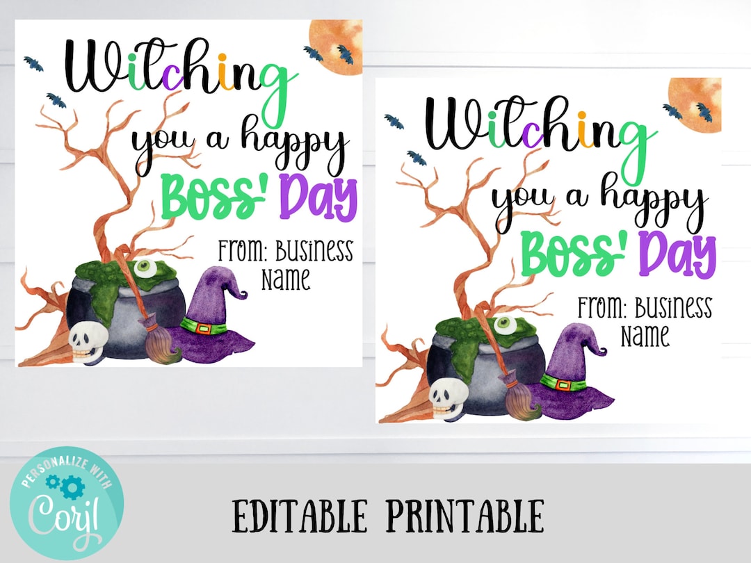 Happy Boss's Day Gift Tag, Witch Theme (printable) - Etsy
