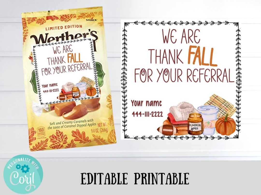 Editable- Thankfall for Your Referral Gift Tag, Business Referral ...