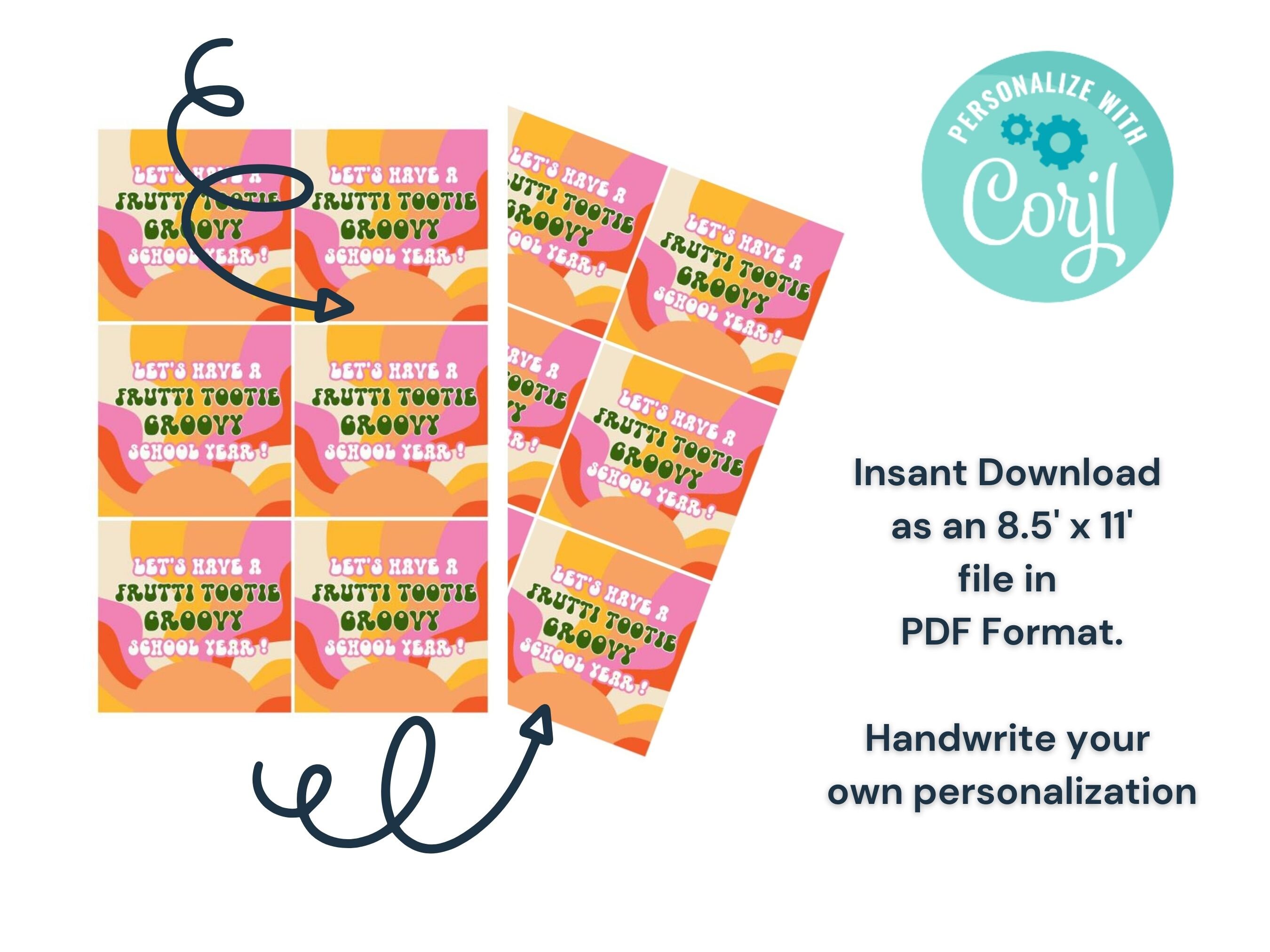 Retro Fruit by the Foot- Back to School Student Gift Tag- Digital ...