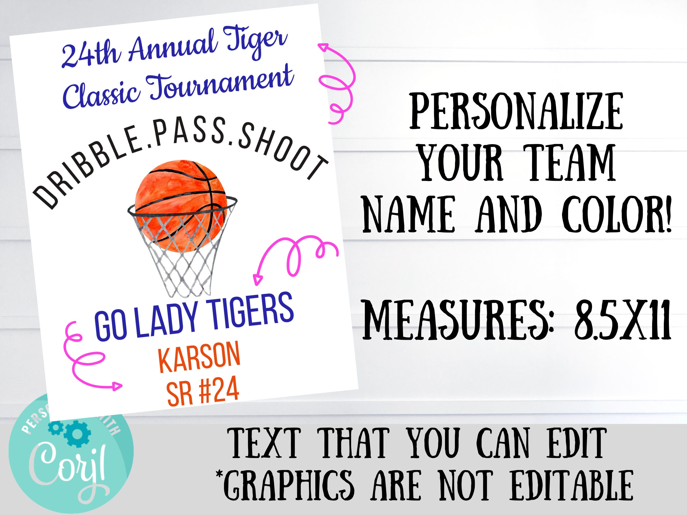 Editable Printable-basketball Game Day Locker Sign, Hotel Team Sign ...