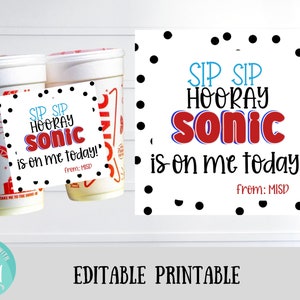 Sip Sip Hooray Sonic Drink Gift Tag Sticker, Business Marketing Tag ...
