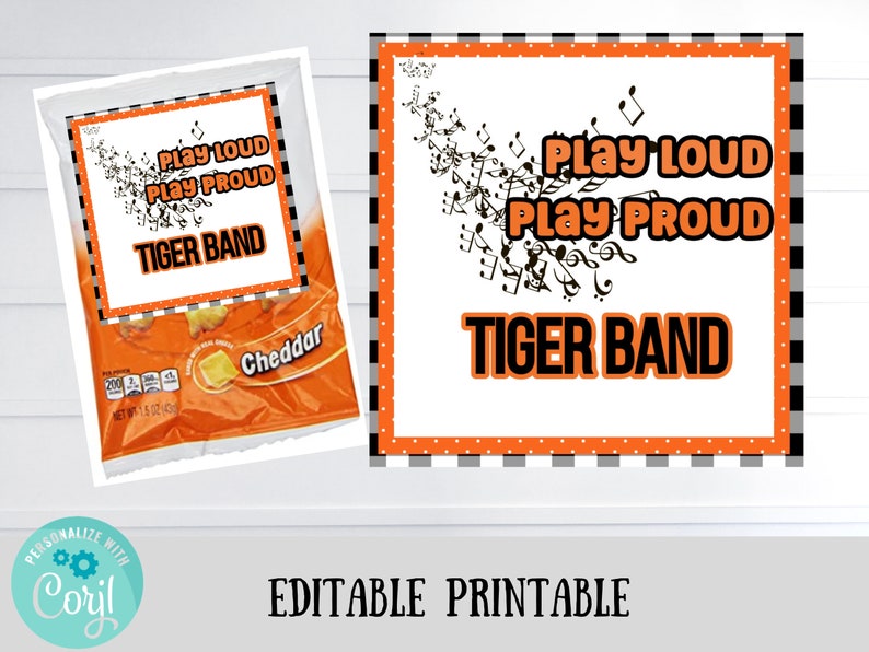 Editable- Marching Band Game Day Gift Tag, Marching Band Contest Gift ...