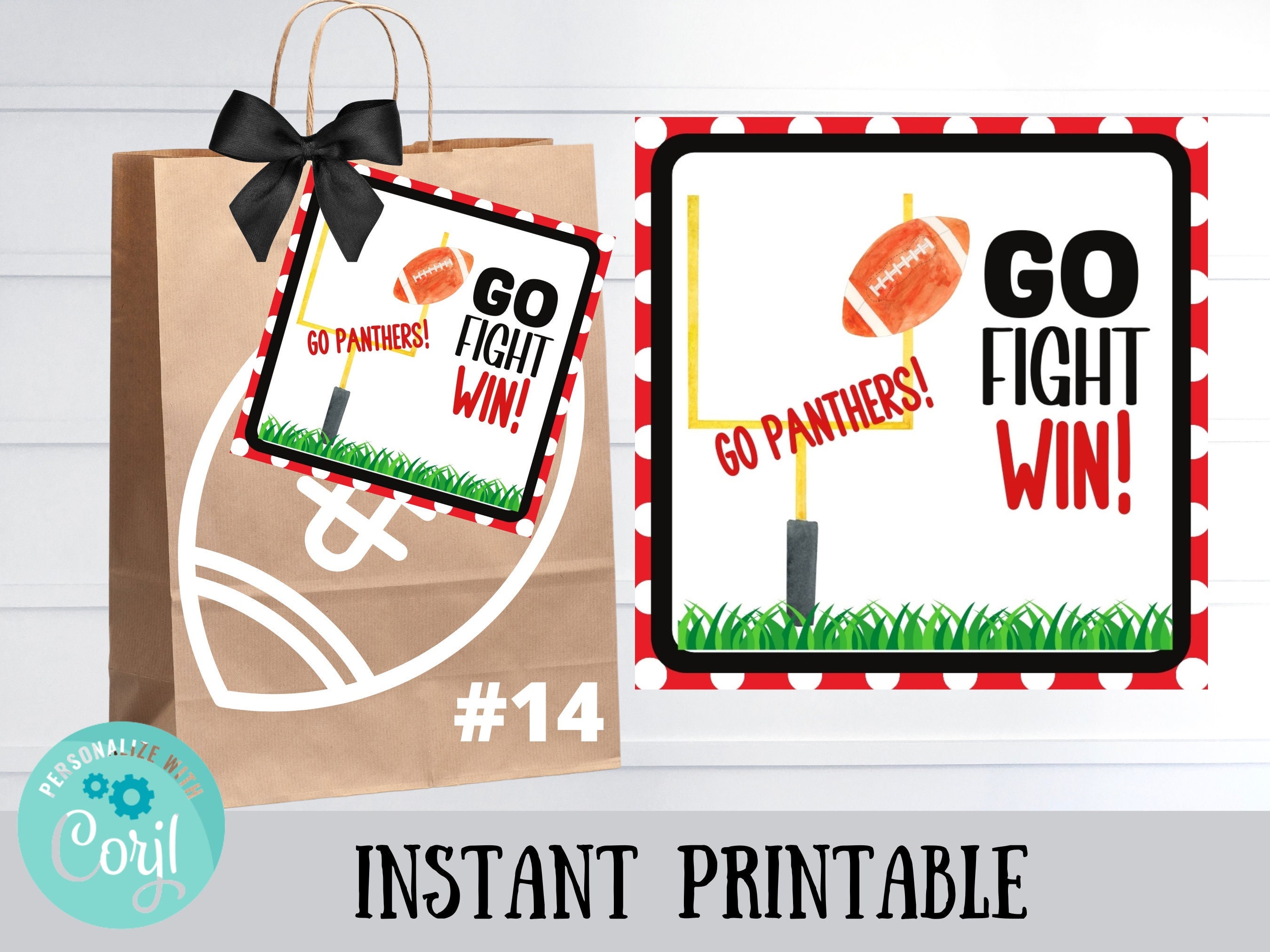 Editable- Football Game Day Gift Bag Tag, Game Day Snack Bag, High ...