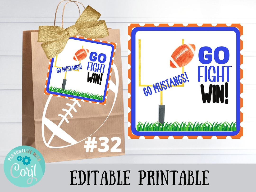 Editable- Football Game Day Gift Bag Tag, Game Day Snack Bag, High ...