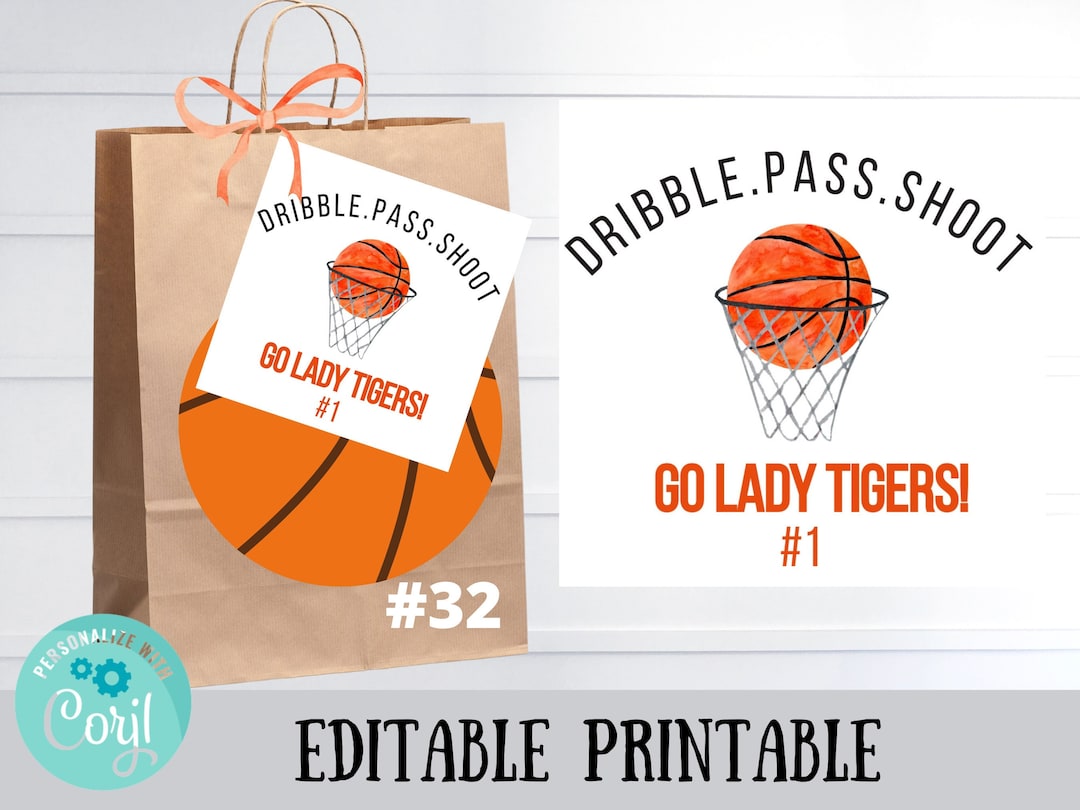 Editable Printable Basketball Game Day Snack Gift Tags, Basketball Name ...