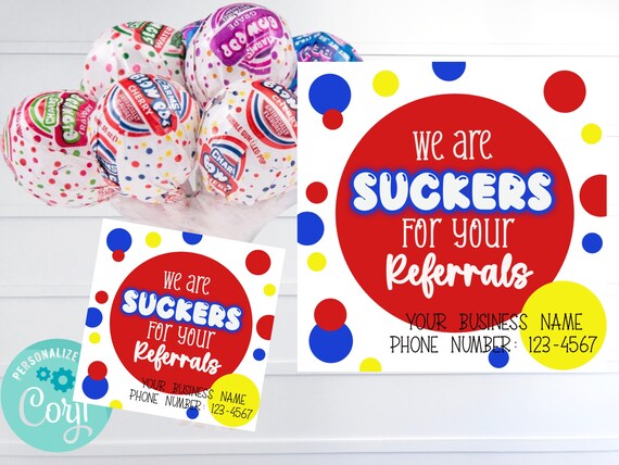 Editable We Are Suckers for Your Referrals Blow Pop Business - Etsy