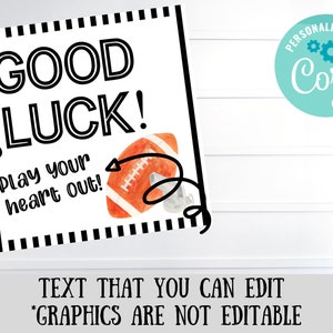 Editable- Football Good Luck Tags, Game Day Football Tag, Football Team ...