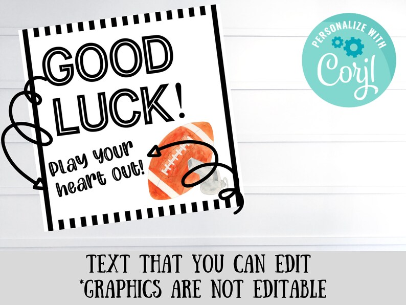 Editable- Football Good Luck Tags, Game Day Football Tag, Football Team ...