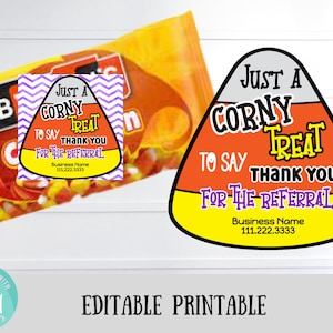 Editable-just a Corny Treat to Say Thank You for Your Referral ...