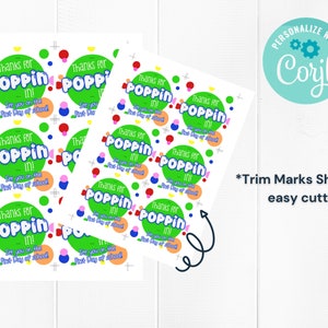 Back to School Lollipop Tag Rainbow, PRINTABLE, Thanks for Popping in ...