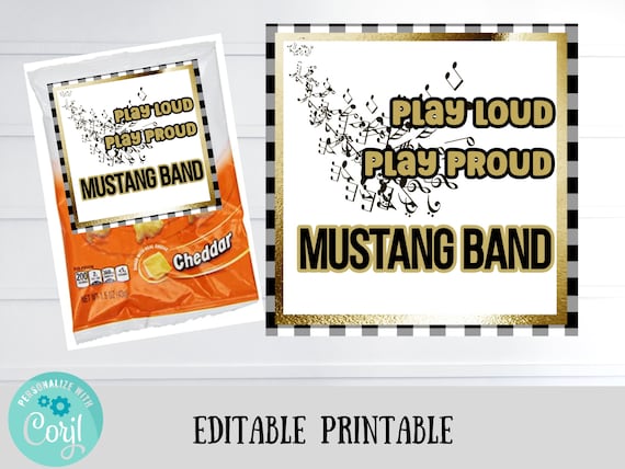 Editable High School Marching Band Gift Tag Game Day Snack - Etsy