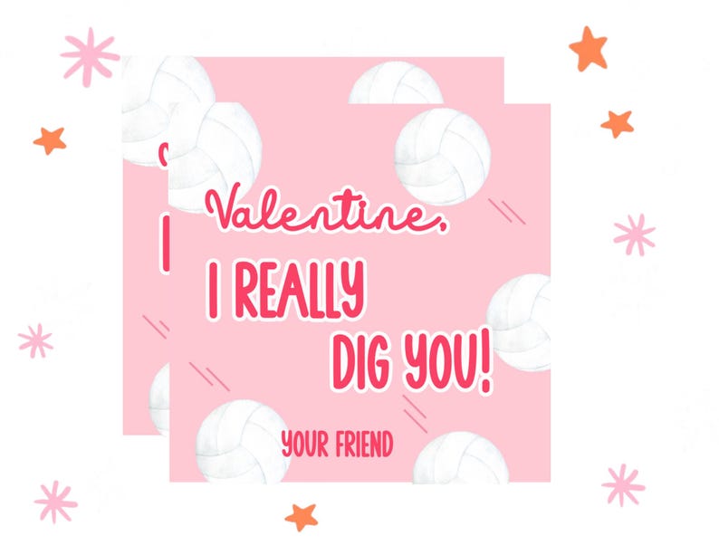Volleyball Club Team Valentine's Gift Tag, Team Printable Editable ...