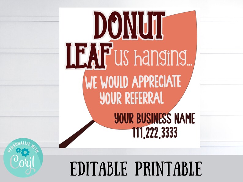 Editable Donut Fall Referral Gift Tag - Realtor Marketing (printable ...