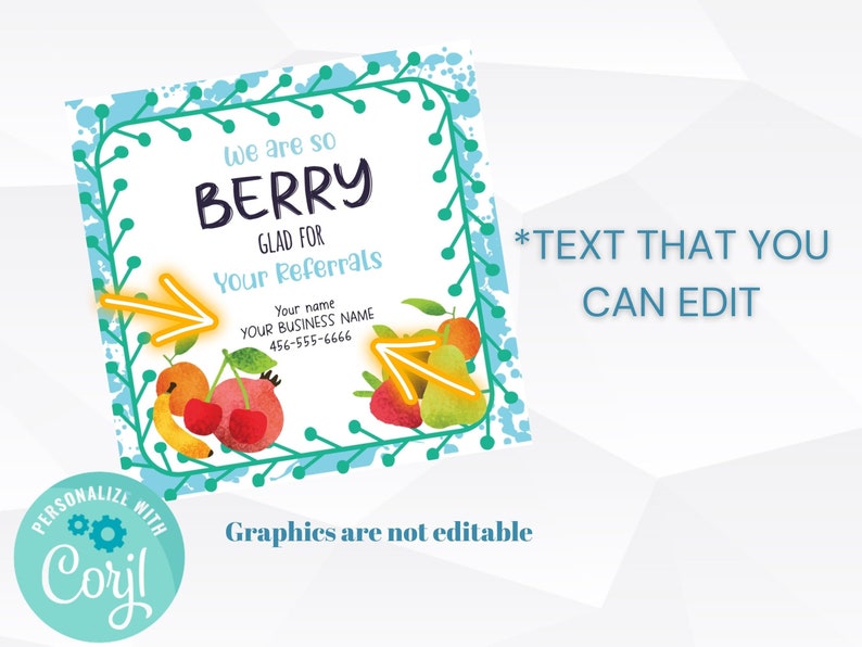 Editable- Fruit Snack Referral Gift Tags for Business Marketing ...