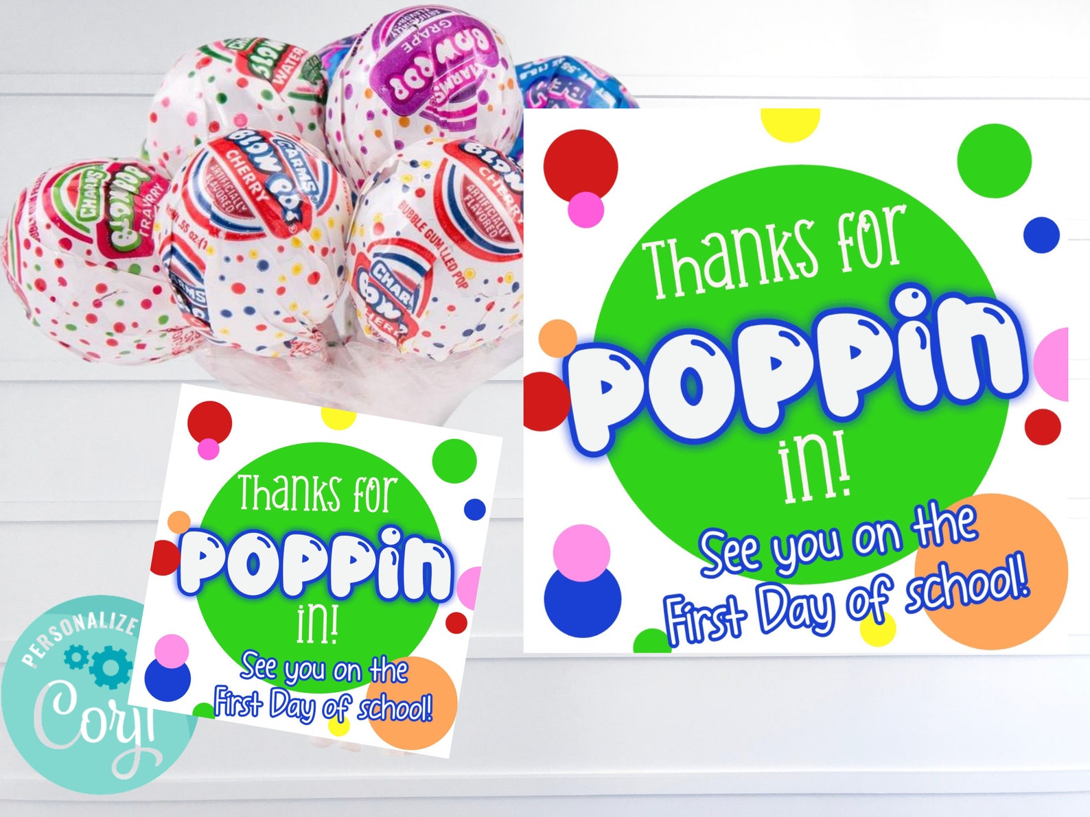 Back to School Lollipop Tag Rainbow, PRINTABLE, Thanks for Popping in ...