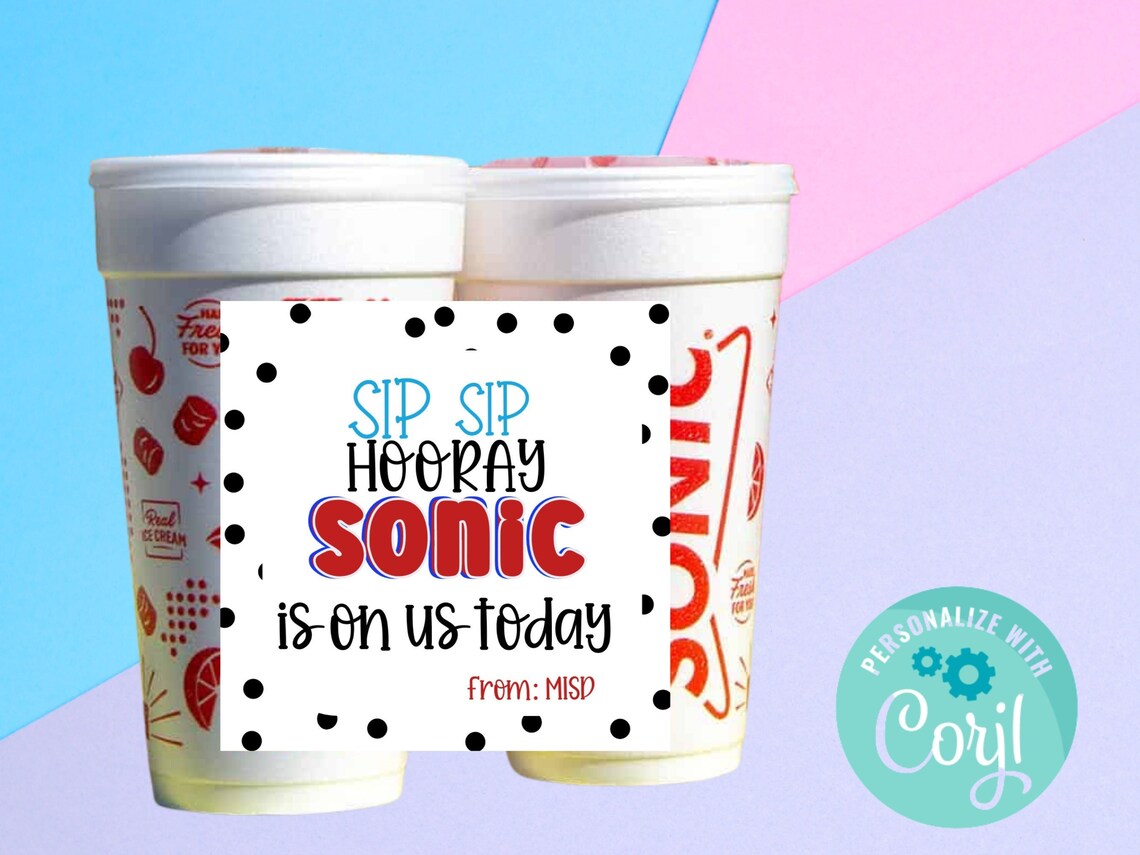 Sonic Drink Gift Tag Sticker, Printable Business Marketing (digital ...