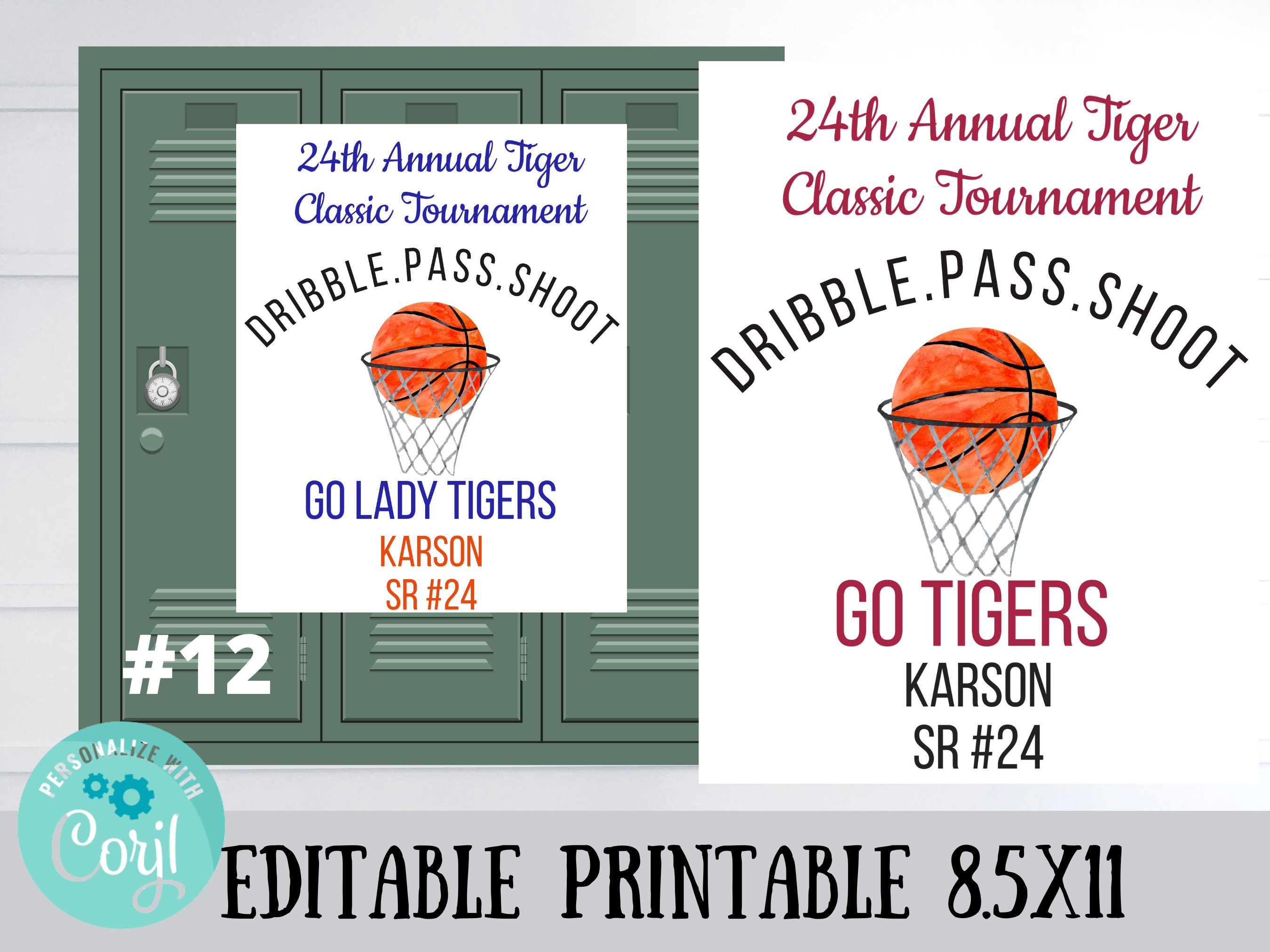 Editable Printable-basketball Game Day Locker Sign, Hotel Team Sign ...