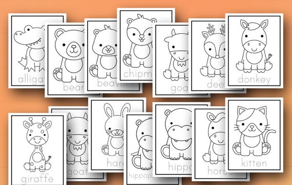 Printable Animal Coloring Pages With Letter Tracing - Etsy
