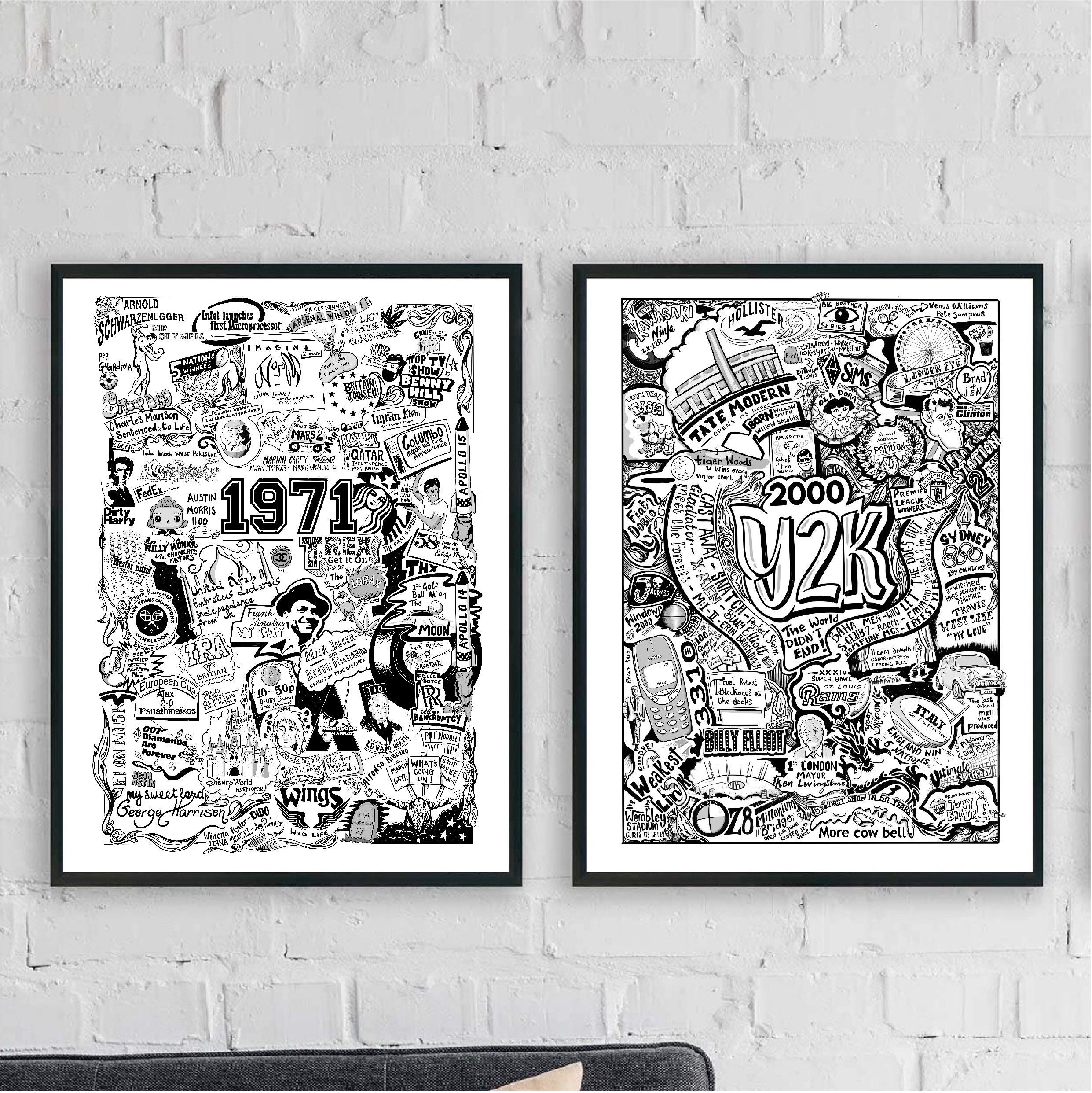 Born in 2000 Print Hand Illustrated Vintage Artwork - Etsy