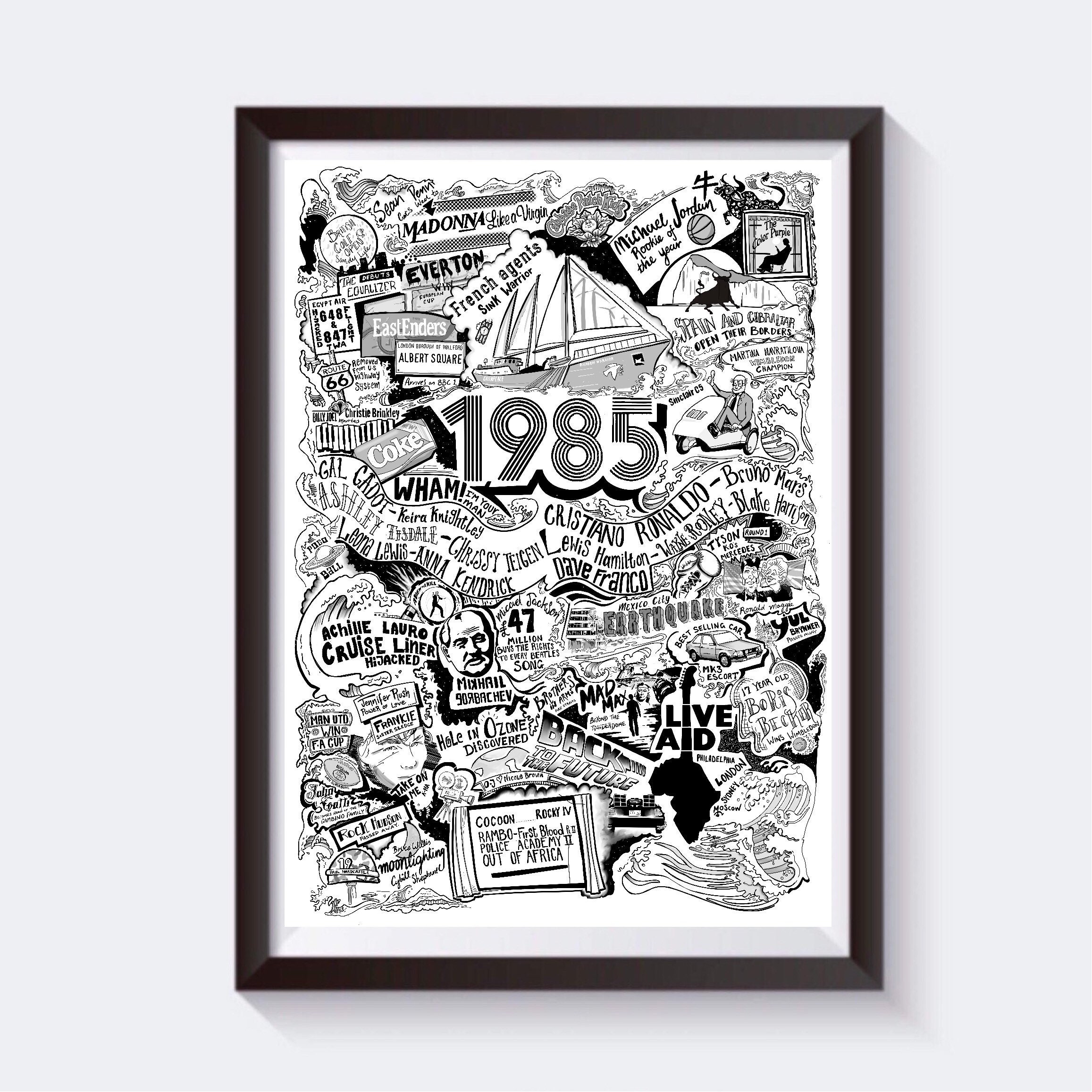 Born in 1985 Print - Hand Illustrated Vintage Artwork - Special ...