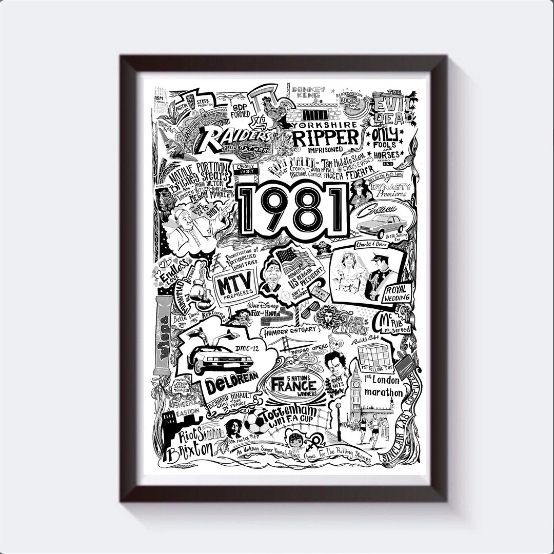 Born in 1981 Print - Hand Illustrated Vintage Artwork - Special ...