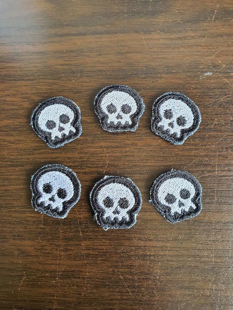 Small Skull Embroidered Patch Iron on Sew on Custom Colour Patches ...