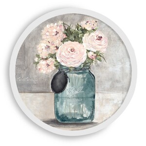 Flowers in a Mason Jar - 20 Inch Round Frame Wall Art NOR256 - Etsy