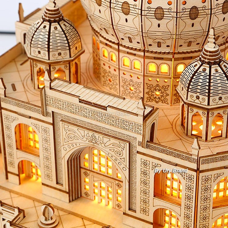 3D Wooden Puzzle House Royal Castle/taj Mahal DIY Model Kit With Lights Desk Decoration Gift for ...