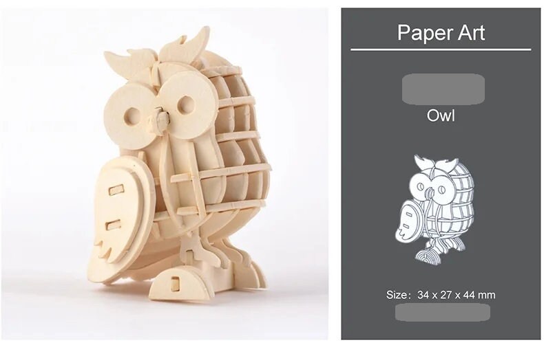 3D Wood Color Puzzles Models Child Assemble Building Blocks DIY Animal ...