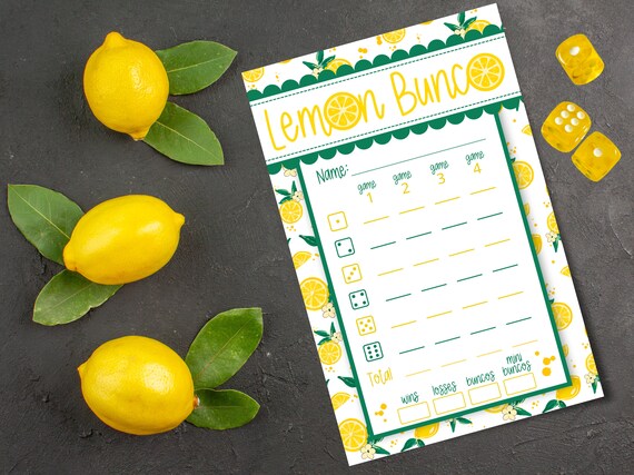 Printable Lemon Bunco Set With Scorecards Tally Sheets Table - Etsy