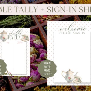 Printable Tea Party Bunco Set With Scorecards, Tally Sheets, Table ...