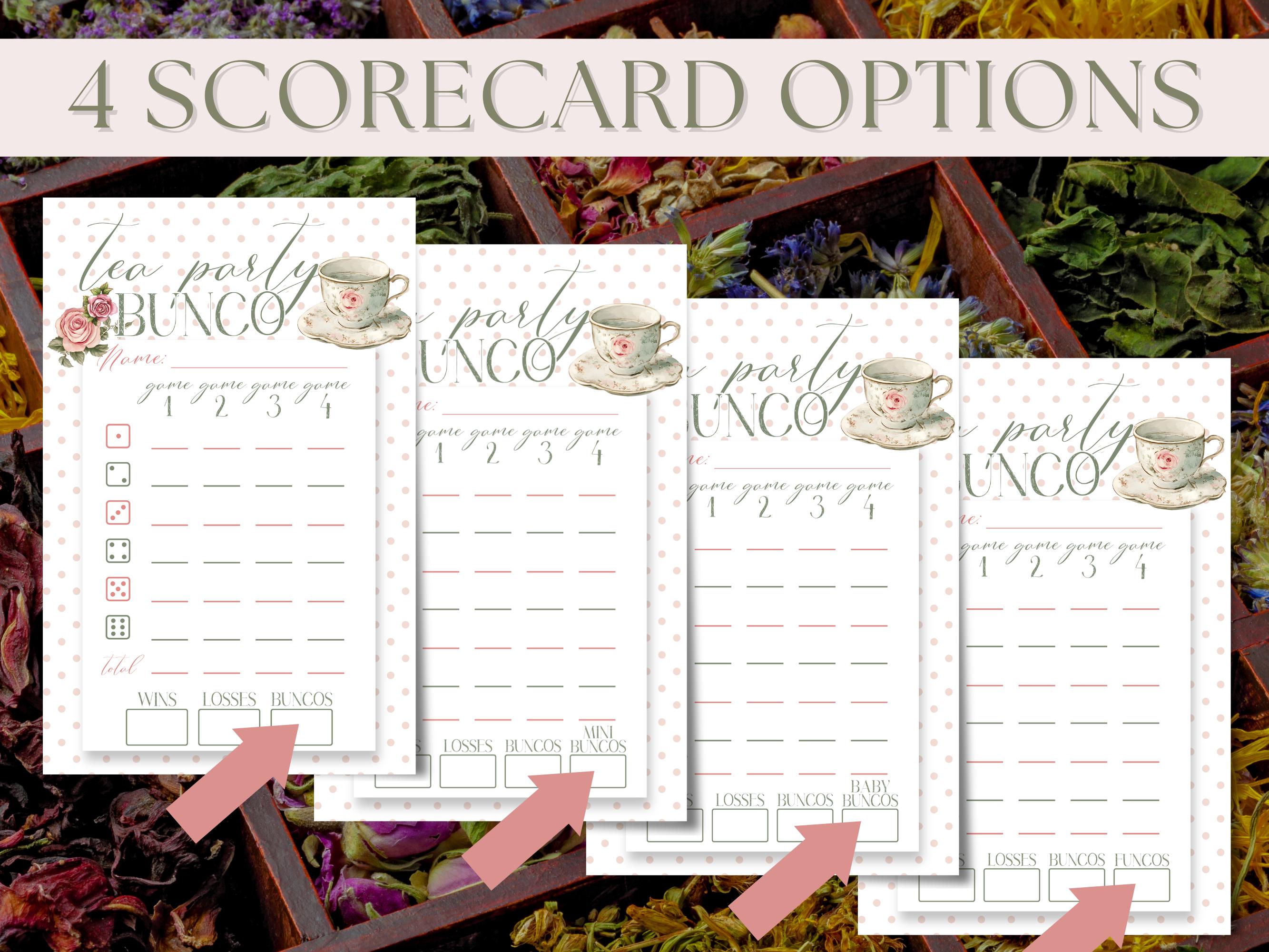 Printable Tea Party Bunco Set With Scorecards, Tally Sheets, Table ...