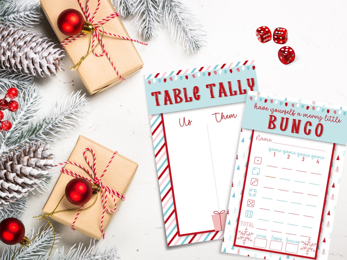 Printable Christmas Bunco Set With Scorecards, Tally Sheets, Table ...